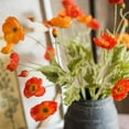 6 Stems Artificial Poppy Silk Flowers UV Resistant Plastic Faux Poppy ...