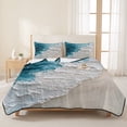 King Quilt Bedding Set Abstract Beach Sea Wave Scene Breathable Summer ...