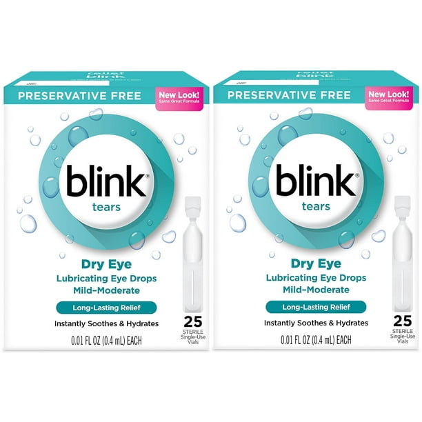 Blink Tears Lubricating Eye Drops, Single Use Vials, 0.01 fl oz, 25 Ct ...