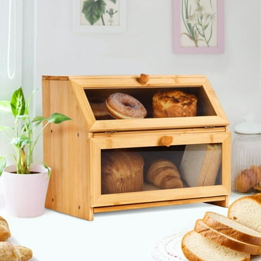 Totally Bamboo Double Layer Farmhouse Style Bamboo Bread Box with ...