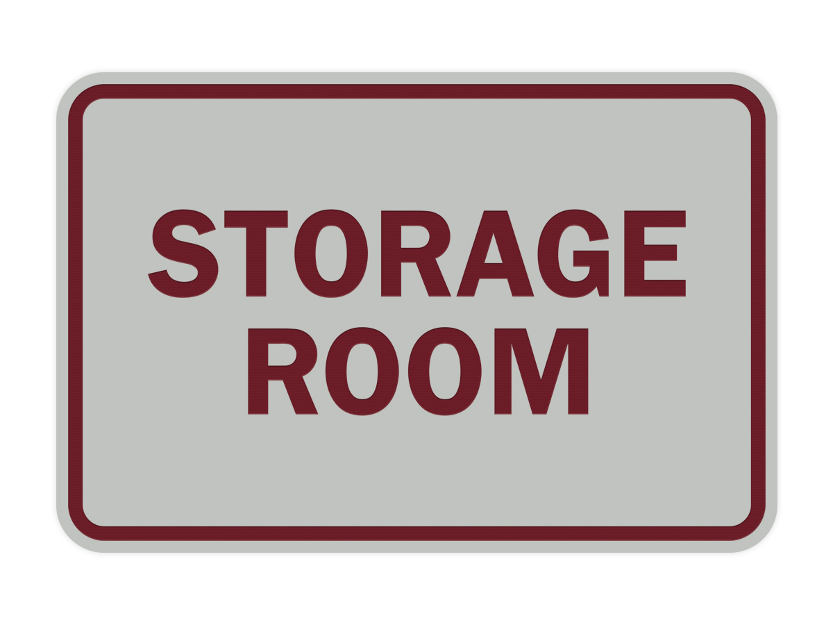 Classic Framed Storage Room Sign (Light Grey / Burgundy) - Small ...