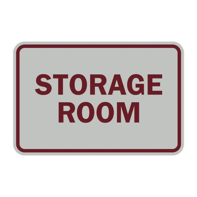 Classic Framed Storage Room Sign (Light Grey / Burgundy) - Small ...