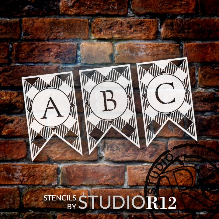 Buffalo Plaid Bunting Stencil by StudioR12 Single Letter or Full ...