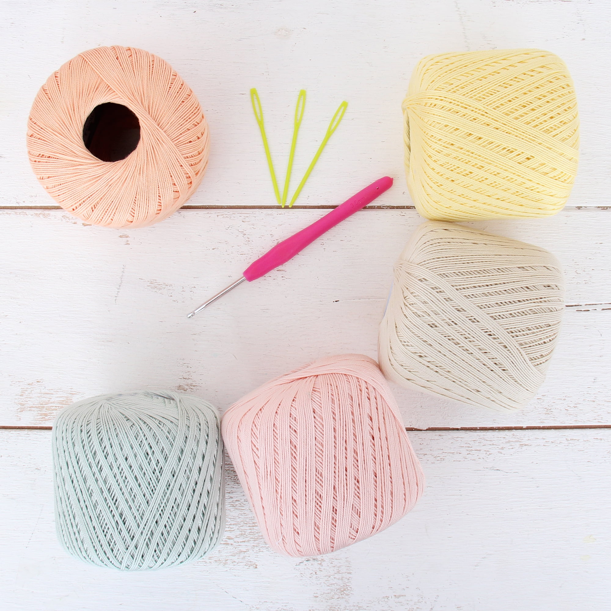 100% Pure Cotton Crochet Thread Set by Threadart - Size 10 - Pastel ...