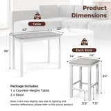 Costway 3 PCS Bar Table Set Dining Table & 2 Linen Fabric Padded Bar ...