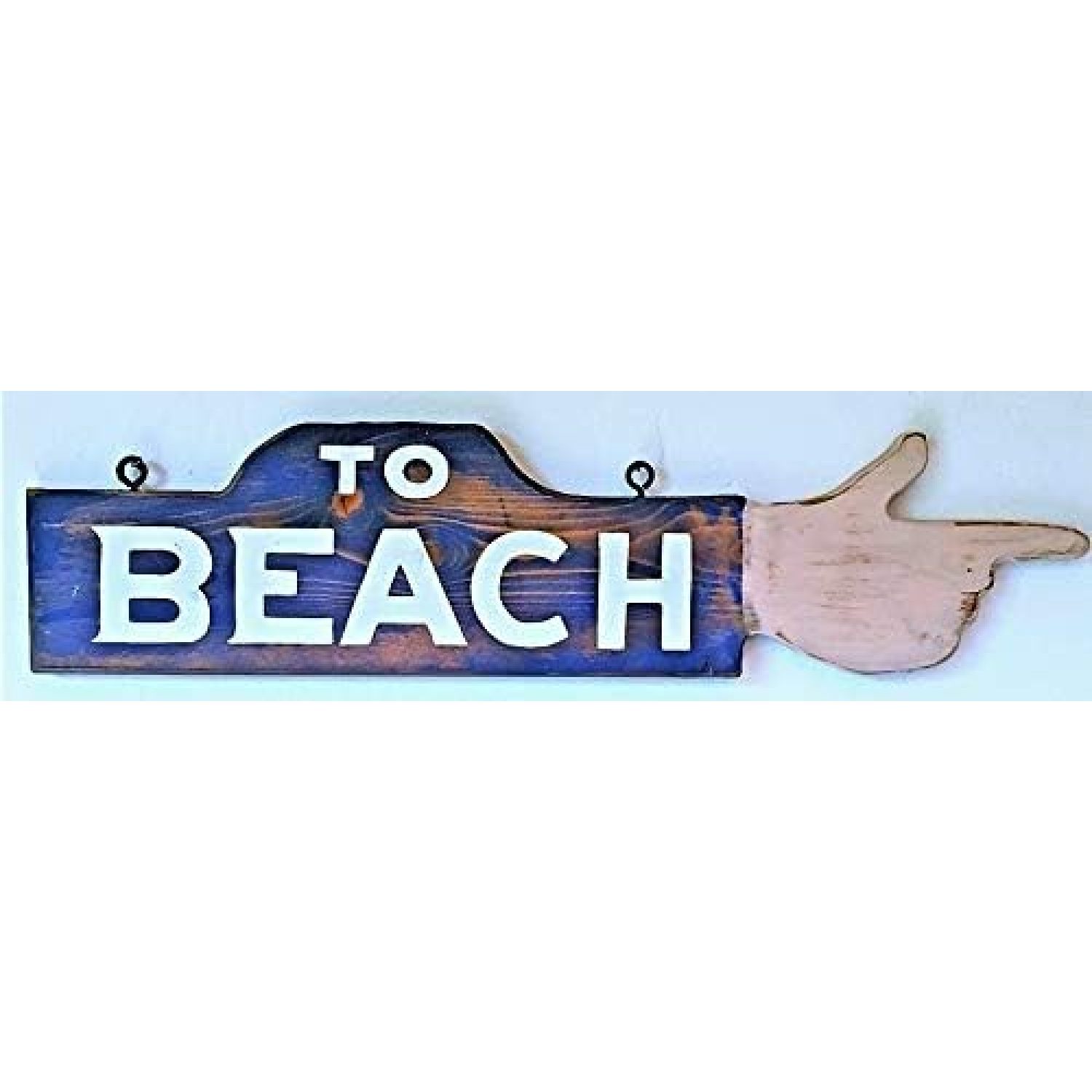 to Beach Hand Painted Finger Pointing Handmade Wood Sign Points Left or ...
