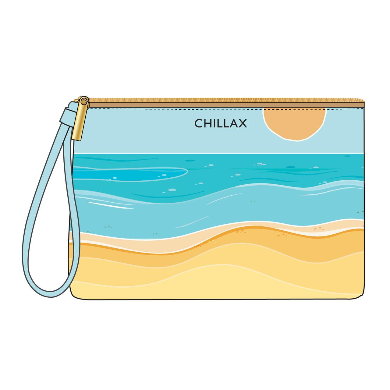 Ruby+Cash Glitter "Chillax" Beach Makeup Bag Cosmetic Pouch with ...