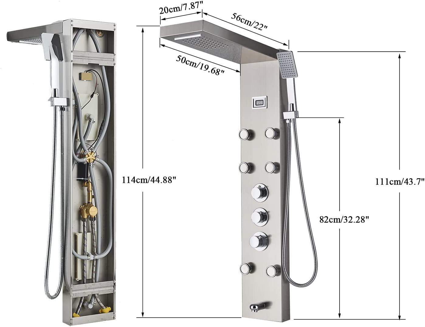 Buy Rozin Shower Panel Tower System Thermostatic Bathroom Shower Panel ...