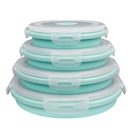 Collapsible Camping Bowls - 4PC Round Silicone Food Storage Containers ...