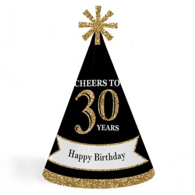 Adult 30th Birthday - Gold - Cone Birthday Party Hats for Kids and ...