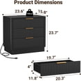 23.6" Nightstand with Charging Station, Fluted 3 Drawer Night Stand for ...