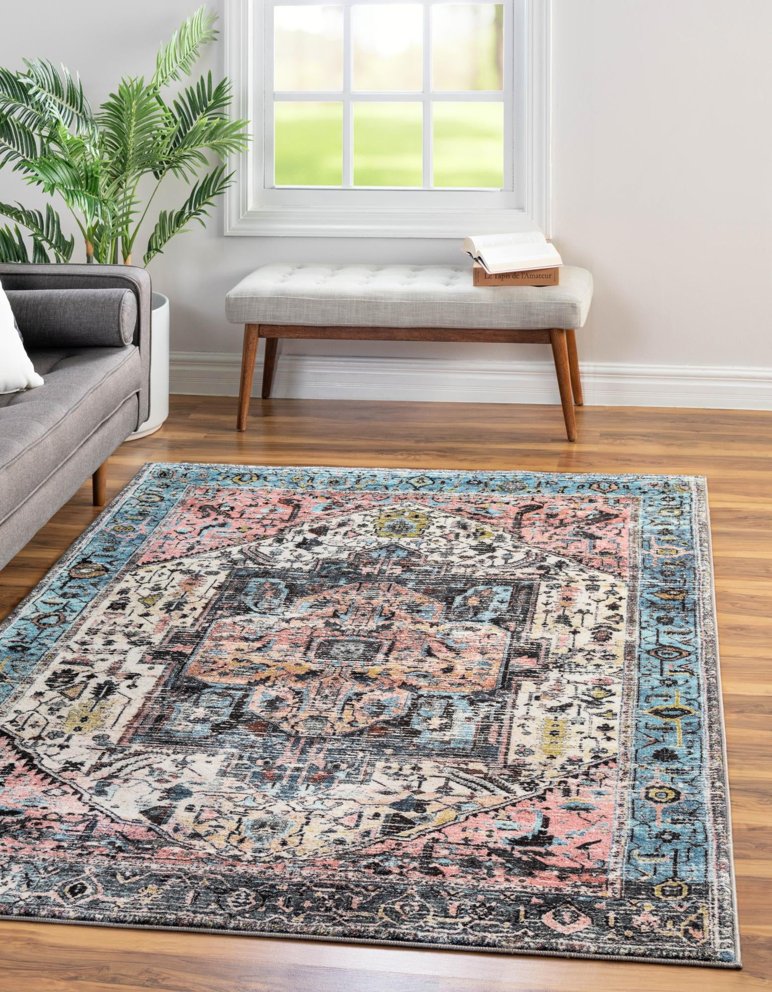 Rugs.com Medina Collection Rug – 8' x 10' Powder Blue Medium Rug ...