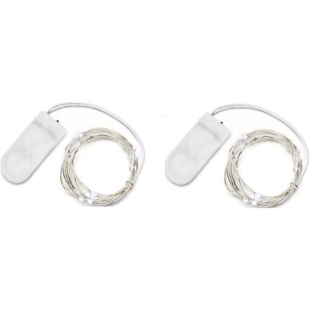 2 Pack Mini Fairy String Lights 20 LED, Cool White (7' FT.) Silver Wire ...