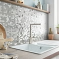 Acopelo Peel and Stick 3D Hexagon Mosaic Silver Metal Tile for ...