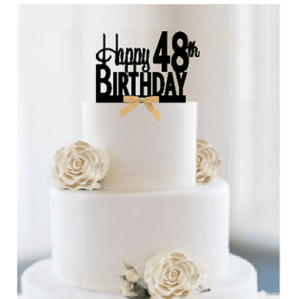 Item#048CTGR - Happy 48th Birthday Elegant Cake Decoration Topper with ...