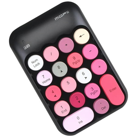 2.4G Number Pad,Portable Cute 18 Round Key Keypad Financial Accounting ...