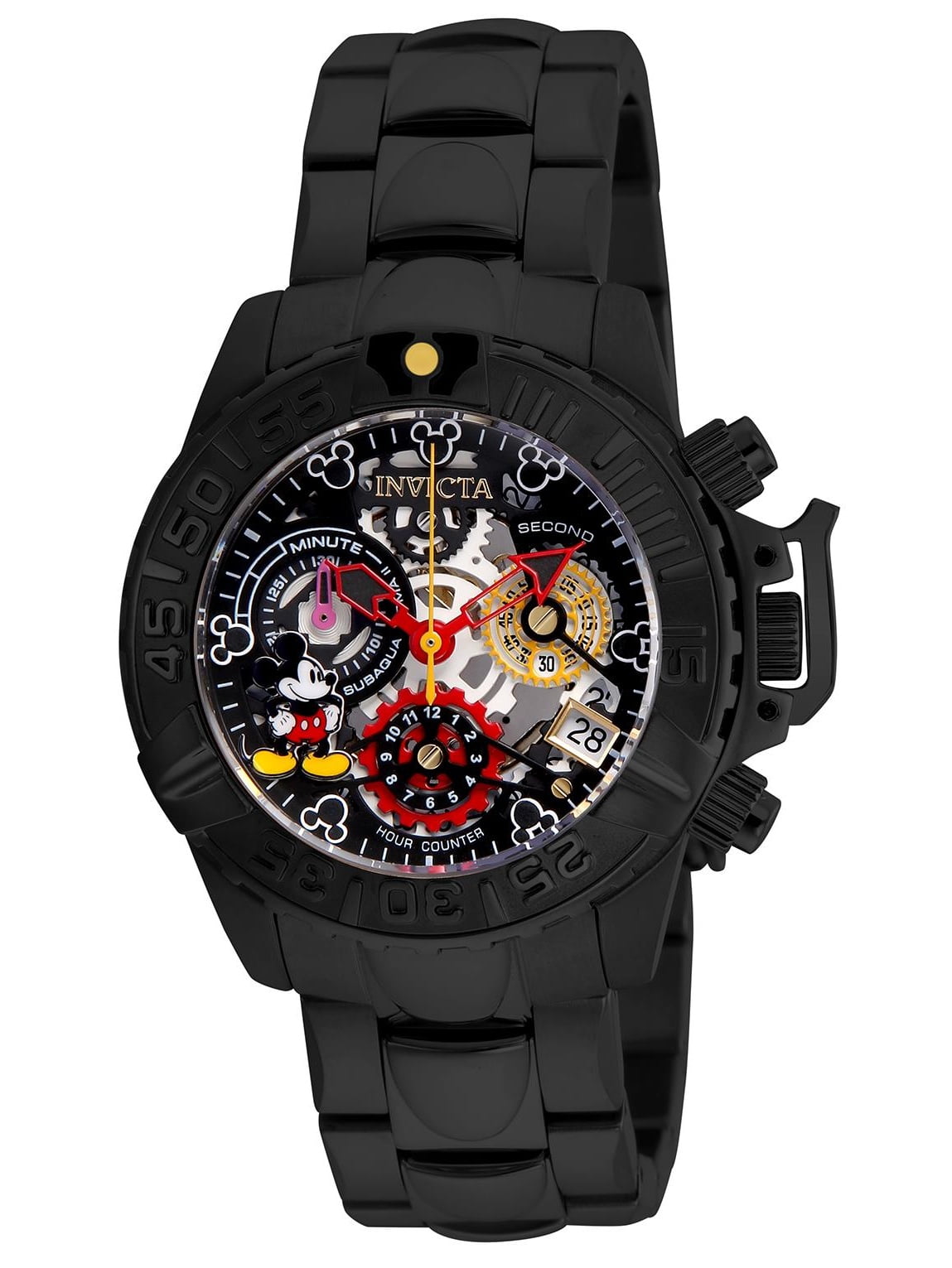 Invicta Men's Disney Limited Edition Black Steel Bracelet & Case Swiss ...