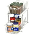 SimpleHouseware 2 Tier Sliding Kitchen Storage Cabinet Wire Basket ...