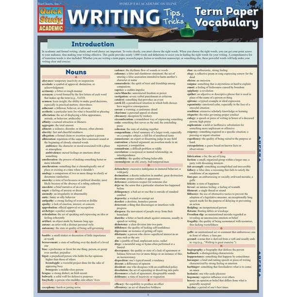 Writing Tips: Term Paper Vocabulary (Paperback) - Walmart.com