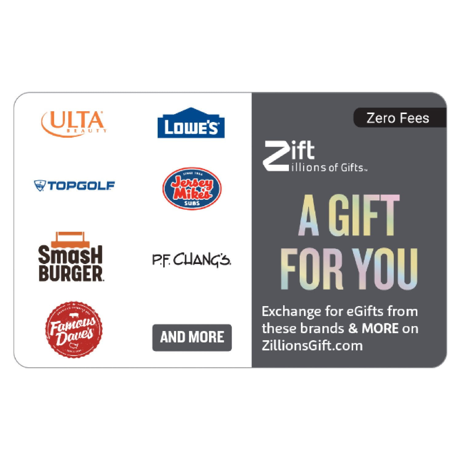 Zift Zillions of Gifts Grey Gift $50 Email Delivery Gift Card ...