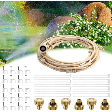 Mist Cooling System 19.6FT（6M）Misting Line,6 Brass Mist Nozzles, a ...