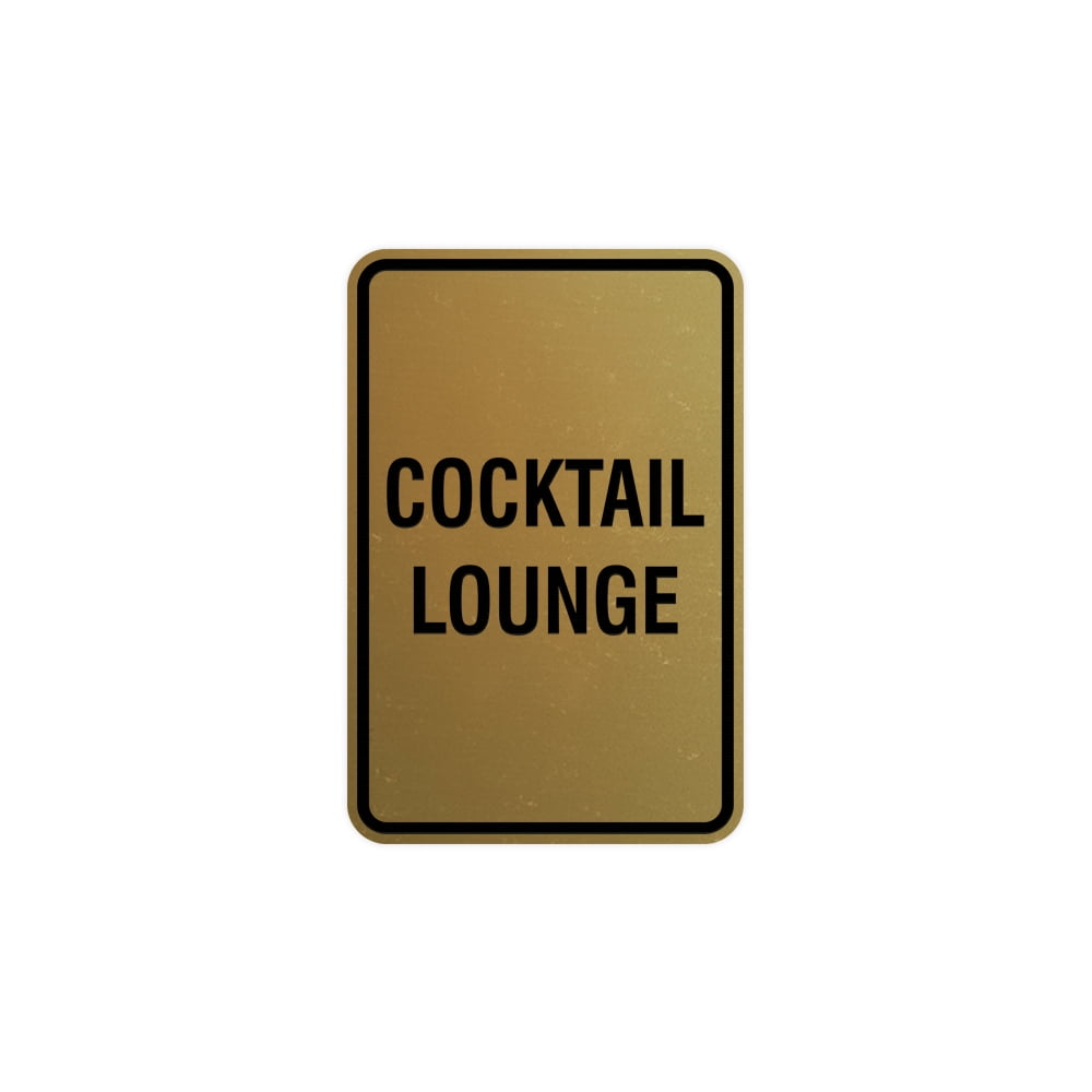 Portrait Round Cocktail Lounge Sign (Brushed Gold) - Large 6" x 8 ...