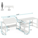 Tribesigns Two Person Desk with Storage Shelves and Tiltable Tabletop ...