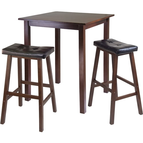 Parkland 3-Piece High Dining Set with Cushion Saddle Stools, Antique ...