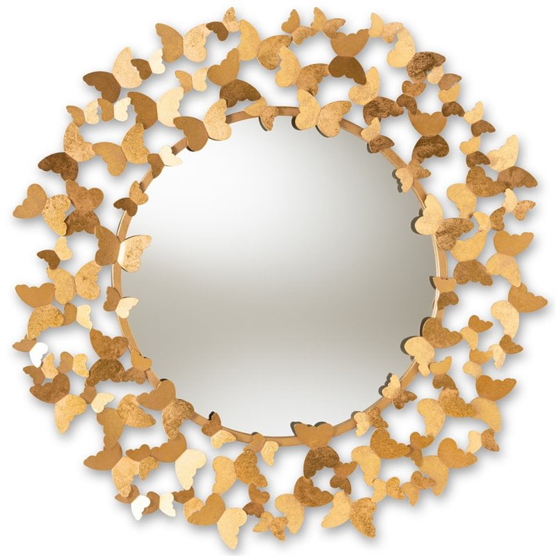 Pemberly Row Decorative Butterfly Wall Mirror in Gold - Walmart.com
