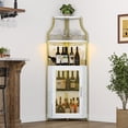 Modern Corner Bar Cabinet with LED Lights, 5-Tier Wine & Liquor Storage ...