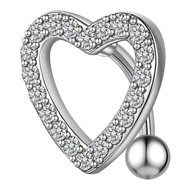 Dsseng 14G Belly Button Ring Heart Navel Rings Surgical Steel Belly ...