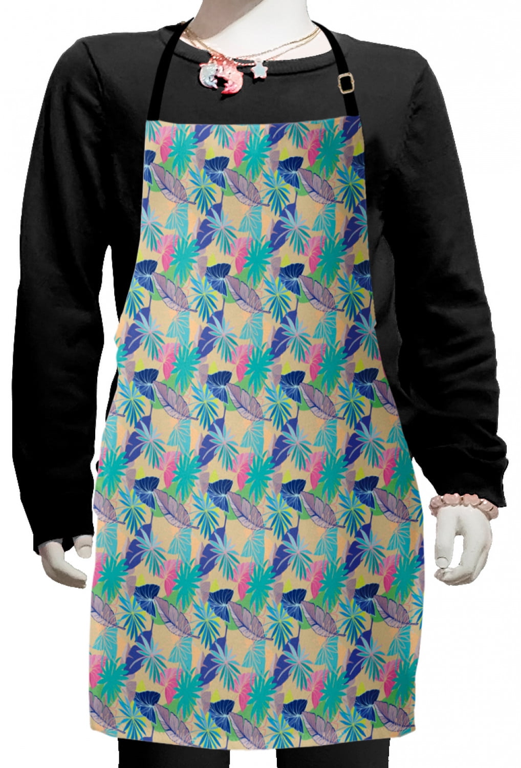 Tropical Kids Apron, Exotic Hawaiian Flora with Colorful Foliage Leaves ...