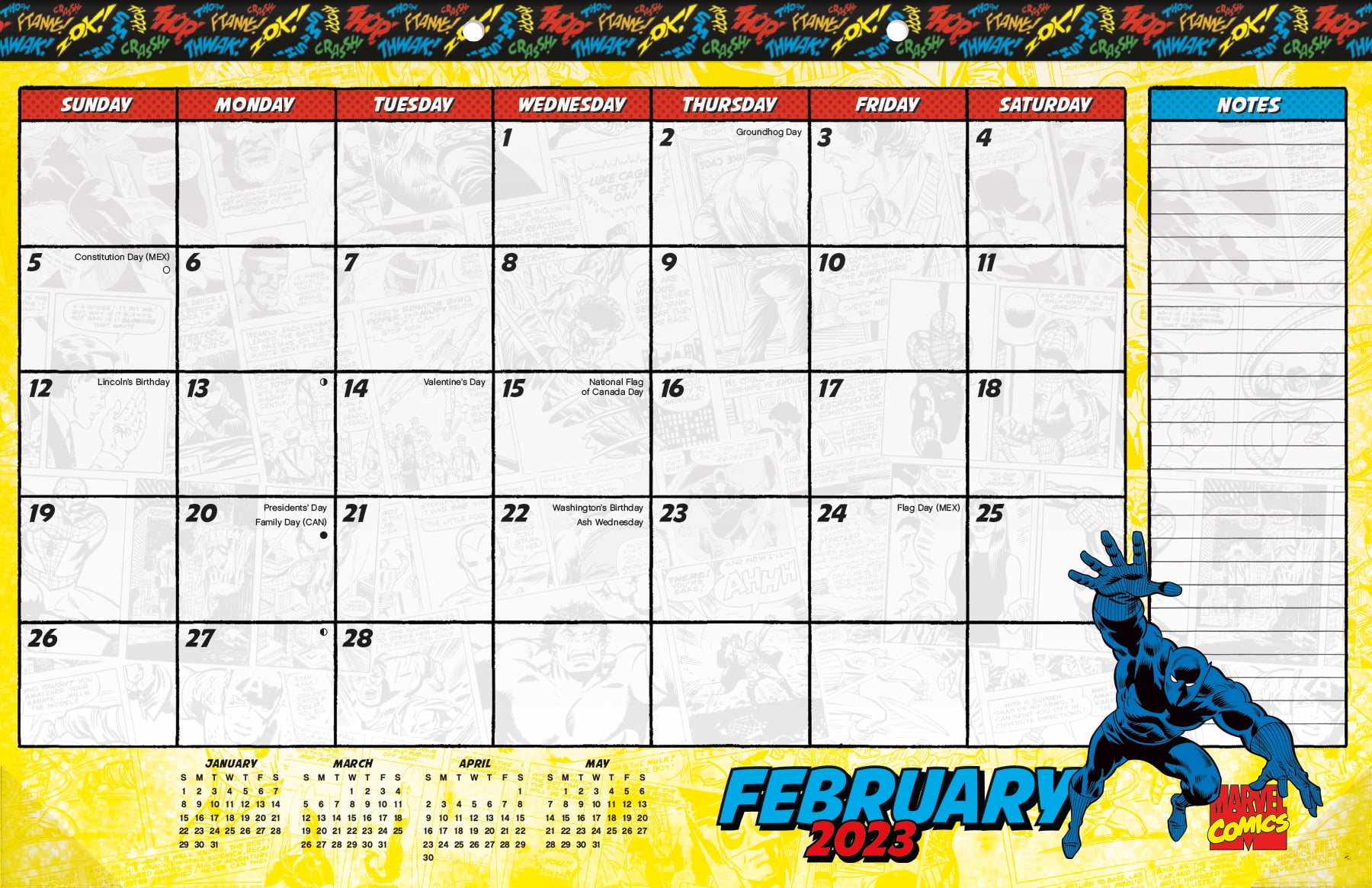 Superhero Printable Calendar