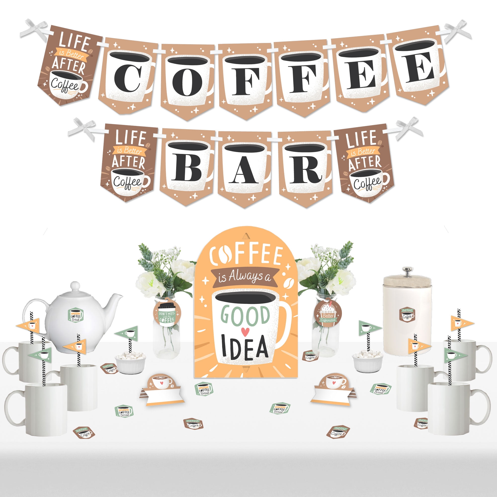 Big Dot of Happiness But First, Coffee - DIY Cafe Themed Party Signs ...