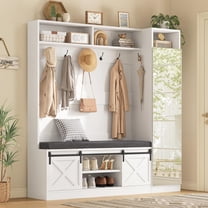 Furnihold 47.3" Wide Hall Tree with Bench and Shoe Storage, 4-in-1 ...