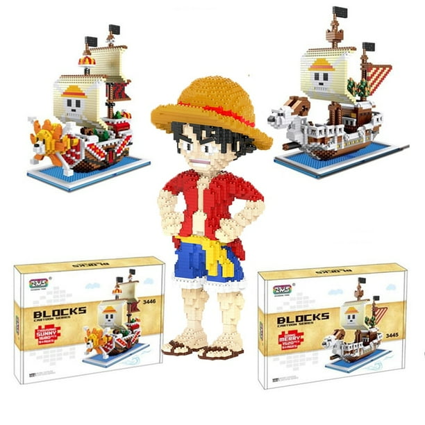 Anime One Piece Mini Brick Monkey D Luffy Action Figure Pirate Ship ...