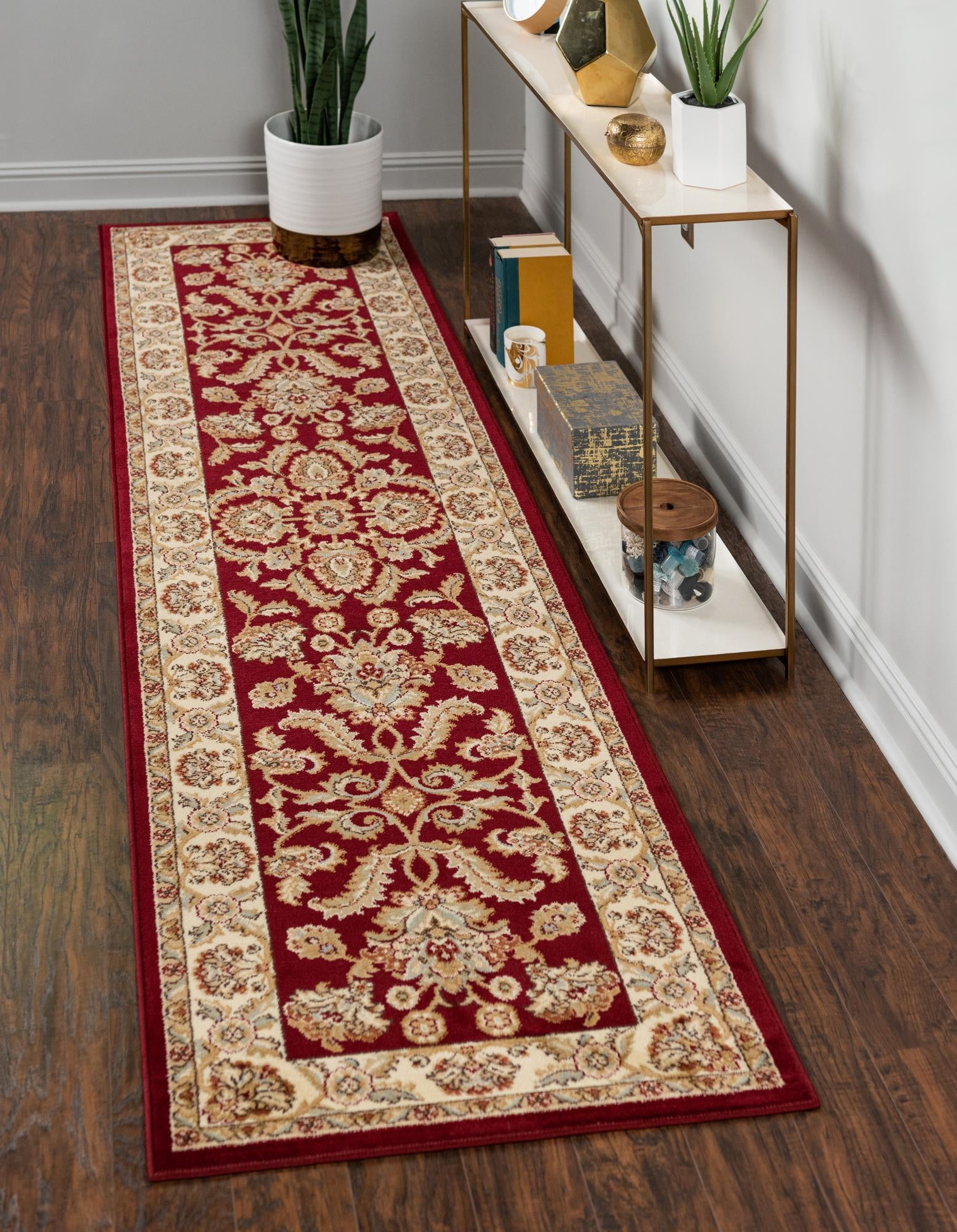 Rugs.com Aditi Collection Rug – 2' 7 x 10' Runner Red Low Rug Perfect ...