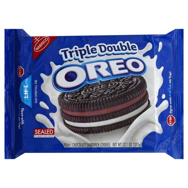 Nabisco Oreo Triple Double Chocolate Sandwich Cookies, 13.1 Oz ...