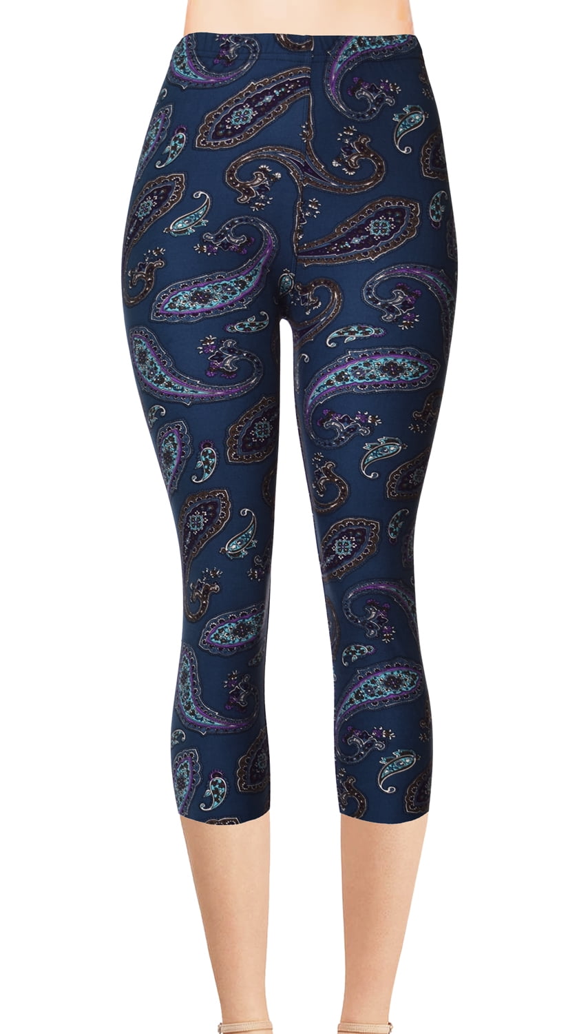 VIV Collection Junior Size Printed Brushed Capris (Deep Sea Paisley ...