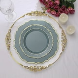 BalsaCircle 10 Dusty Blue 8" Round Plastic Dessert Plates Gold ...