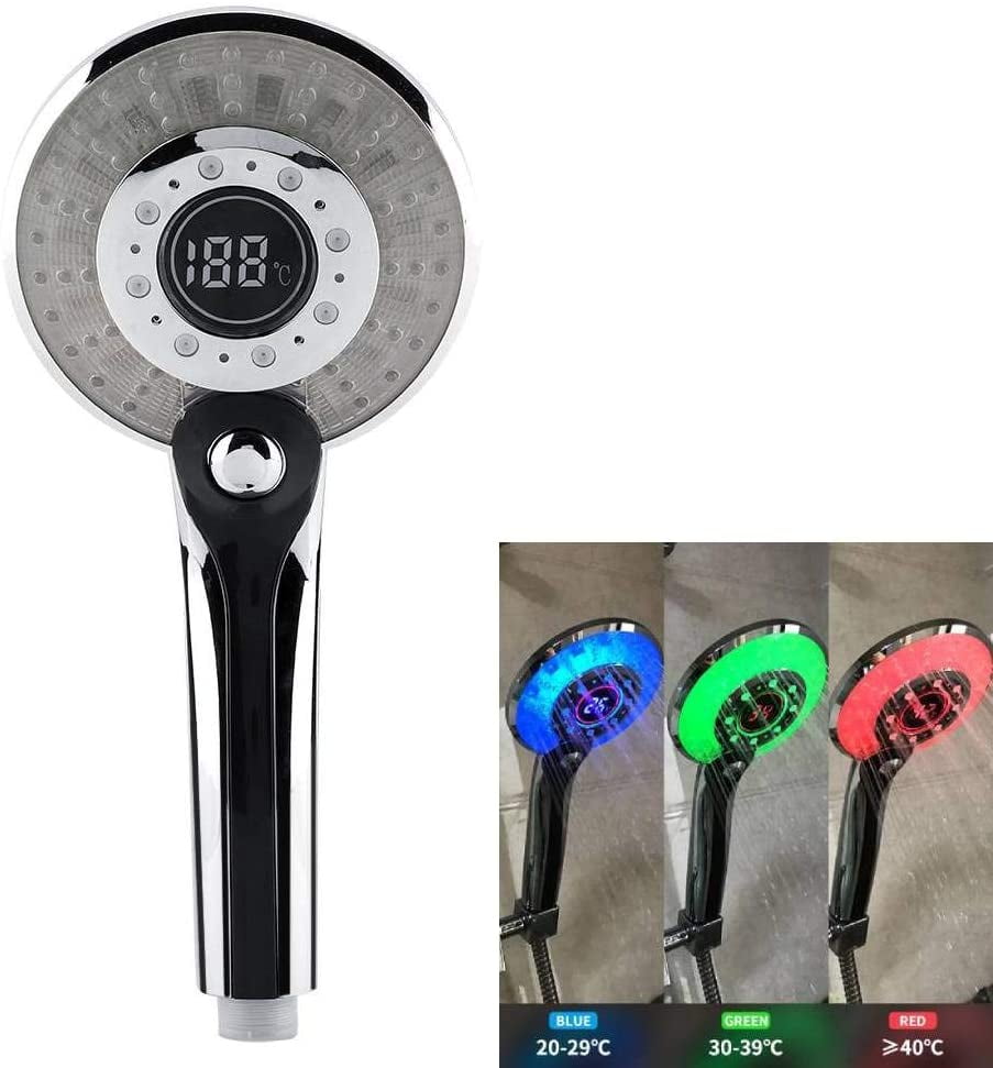 Temperature Sensor Led Shower Head, 3 Color Changing Led Hand Shower ...