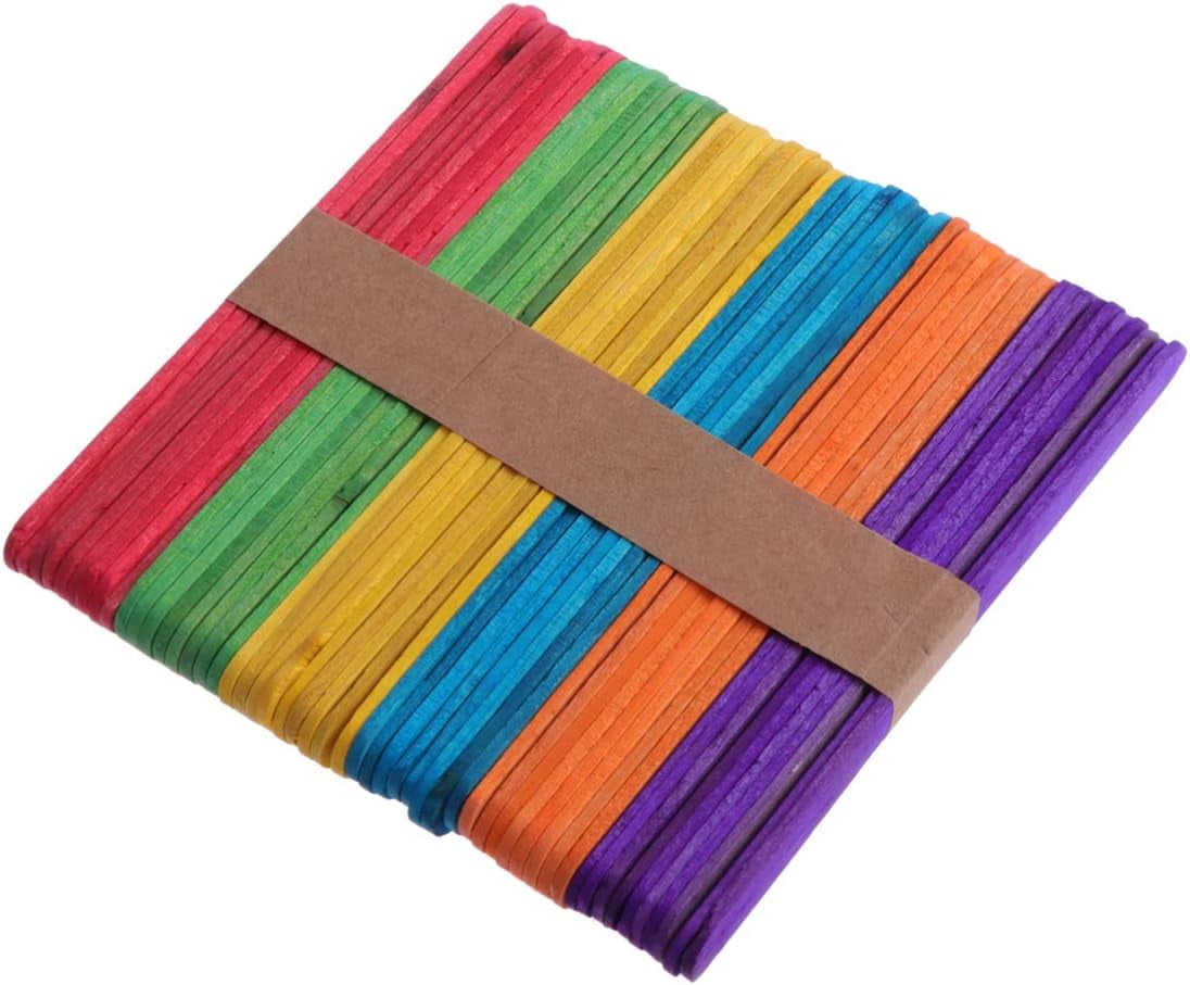 500Pcs Colored Craft Sticks Wooden Popsicle Sticks Ice Cream Stick ...