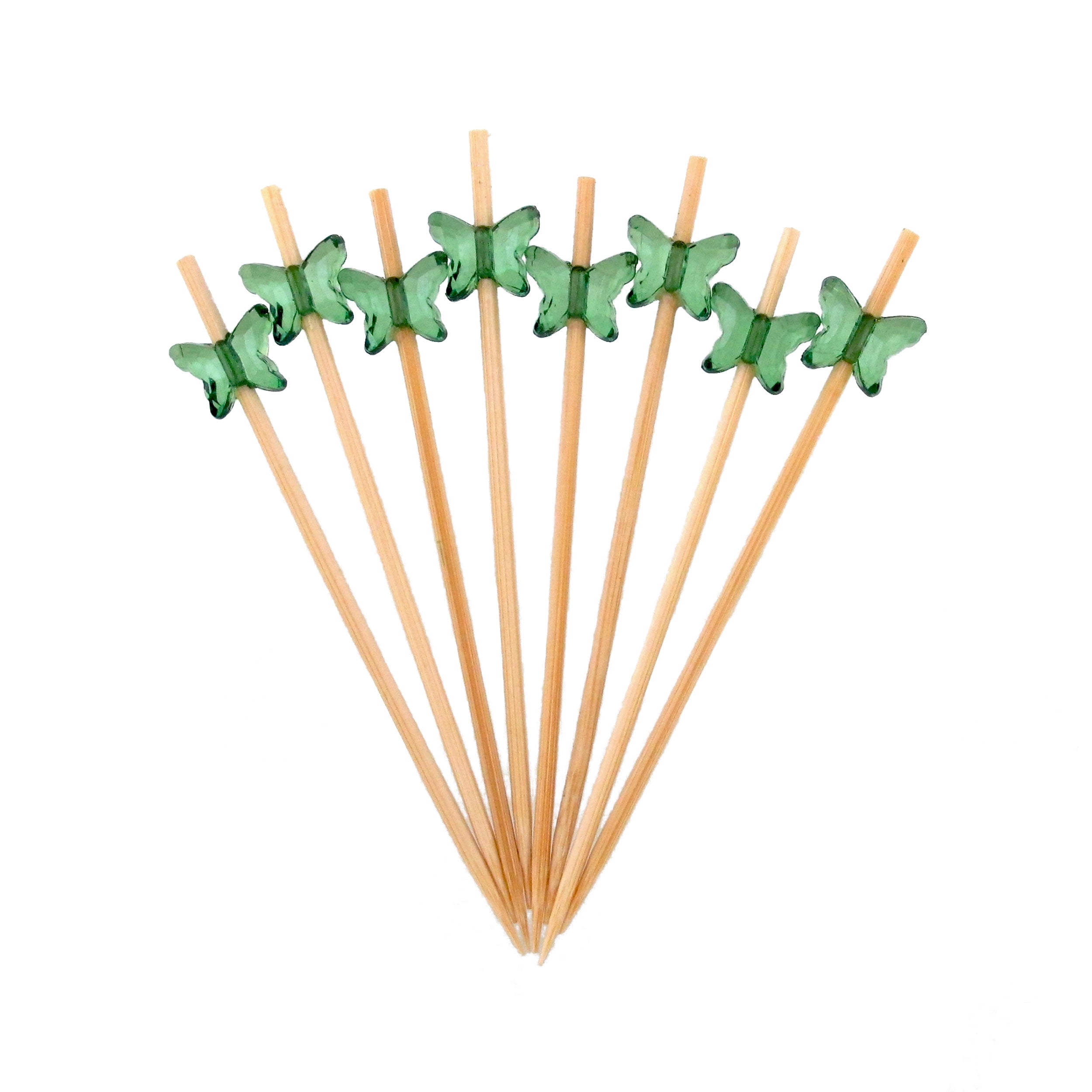 BambooMN Brand - Decorative Acrylic Butterfly End Bamboo Picks 3.9 ...