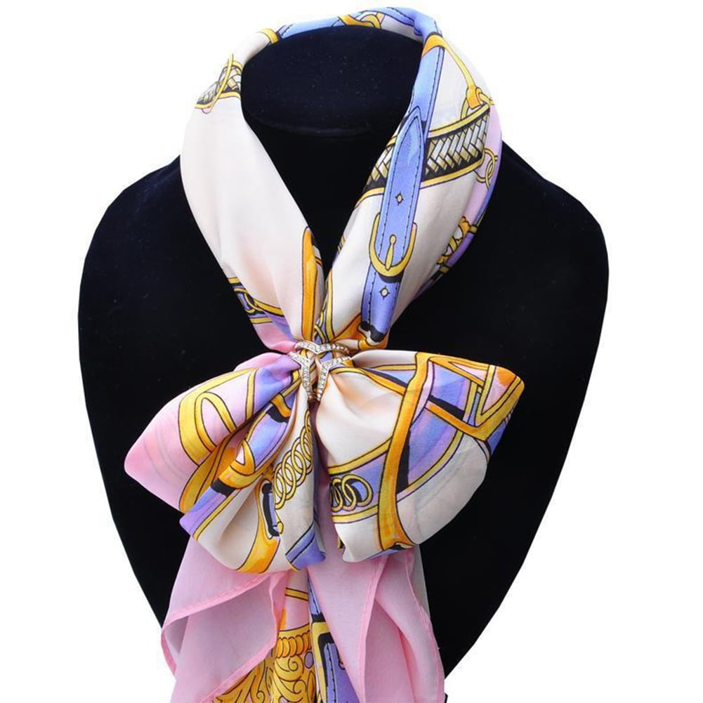 Women Fashion Scarf Buckle Accessories Simple Three Ring Crystal Shawl ...
