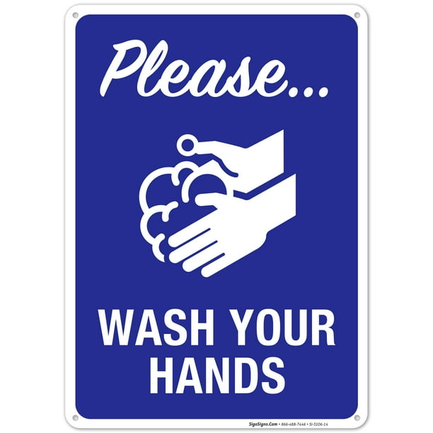 Hand Washing Sign, Please Wash Your Hands Sign, - Walmart.com