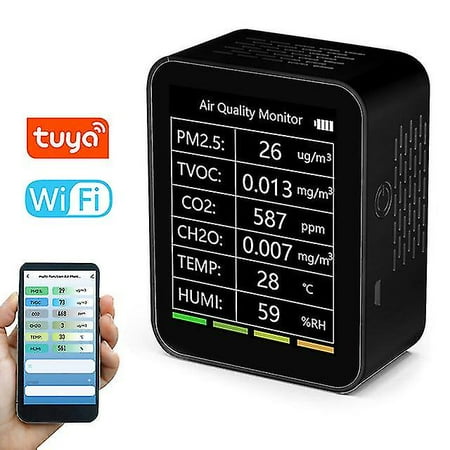 Tuya Wifi Air Quality Detector 6 In 1 Detector Pm2.5 Tvoc Co2 Ch2o ...