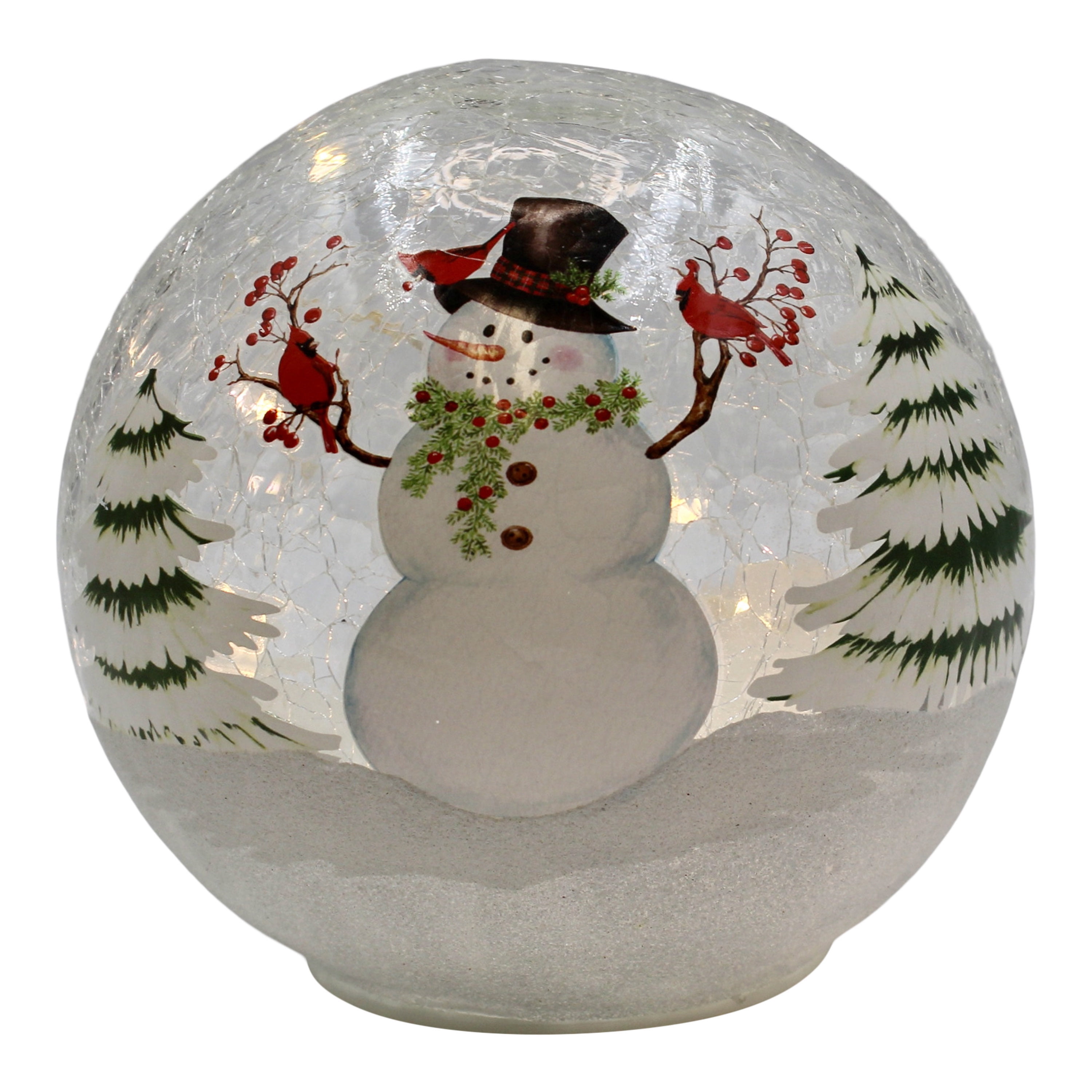 Gift Essentials Christmas Globe Snowman LED Crackle Glass Globe GE3018 ...