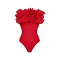 2024 Solid Red Flower One Piece Swimsuit Luxury Women Swimwear Sexy Swim Suit Deep V Off