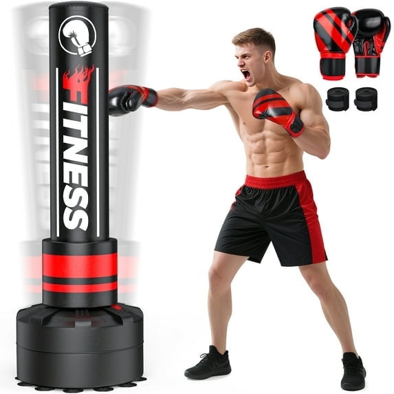 Prorobust 4ft Black PU Leather Punching Bag Set, MMA Boxing Gloves ...