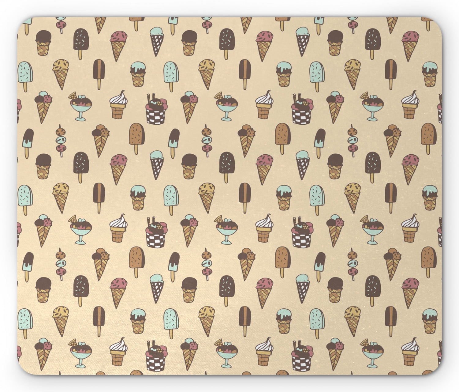 Ice Cream Mouse Pad, Cartoon Cone Doodles Yummy Delicious on a Stick ...